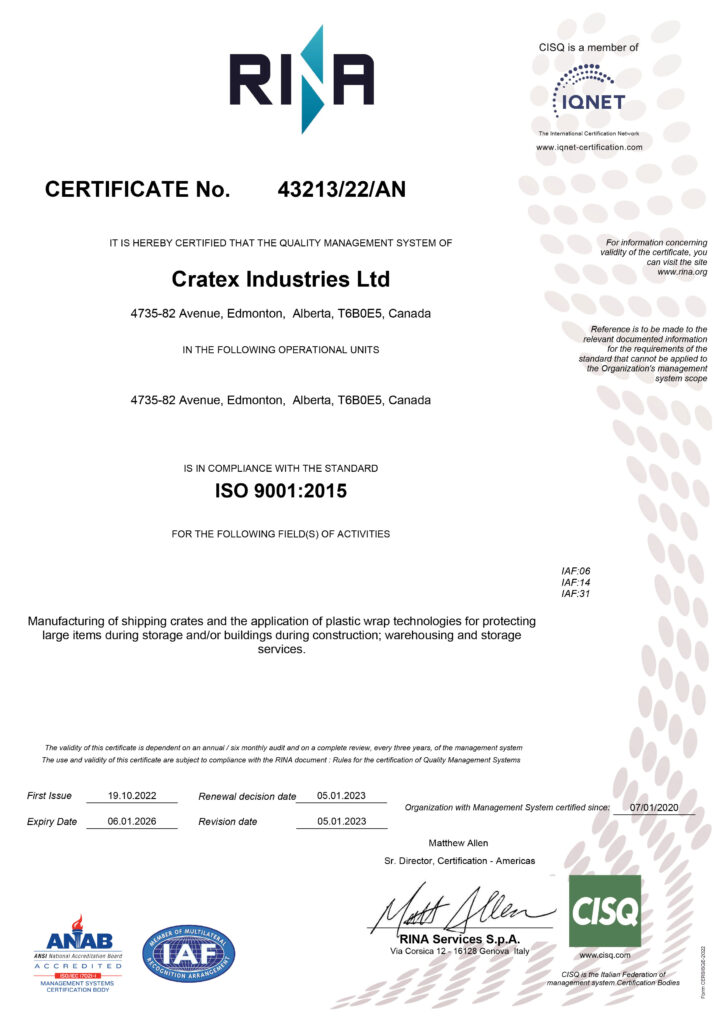 Quality - Cratex Industries Ltd.